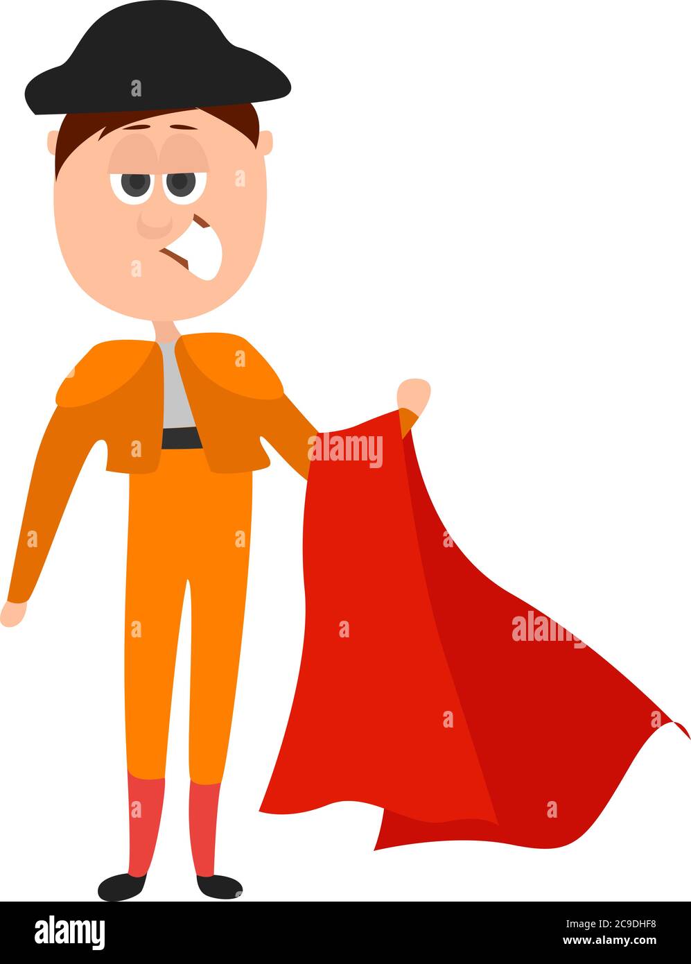 Torero in orange suit, illustration, vector on white background Stock ...