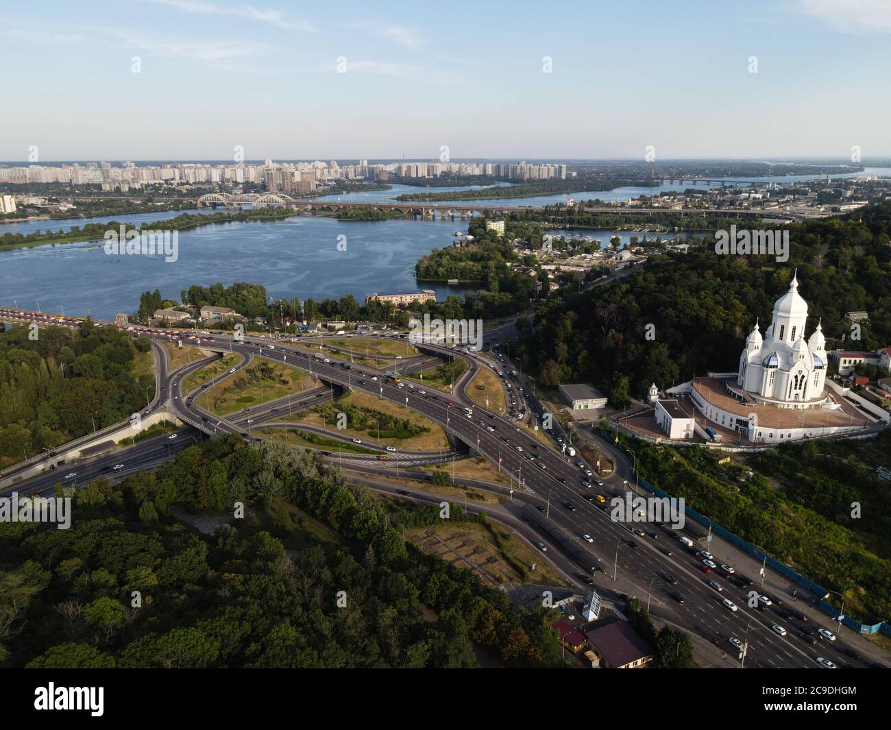 Cars ride on the road. Kyiv. Ukraine. Aerial Stock Photo - Alamy