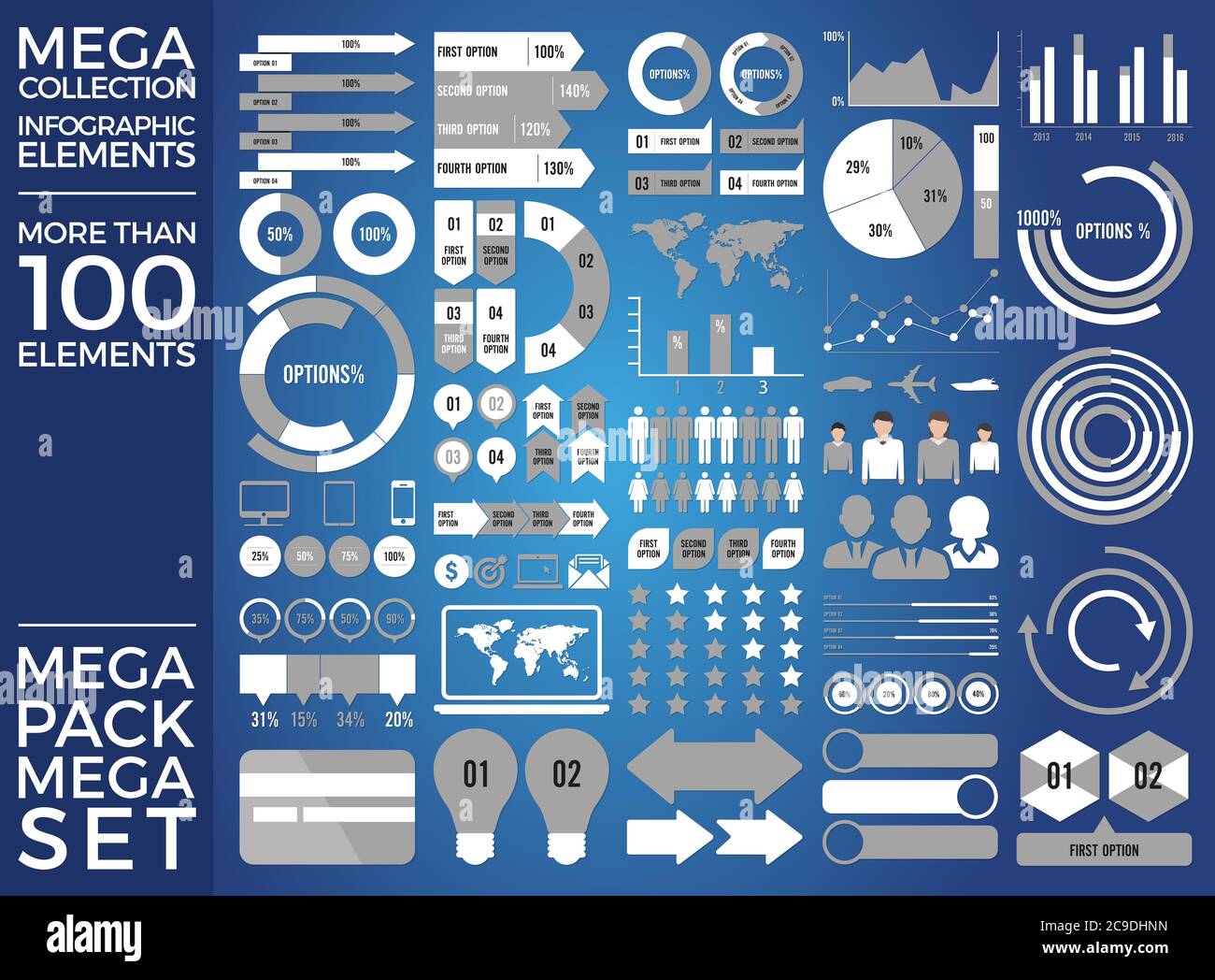 Mega Collection and Mega Set Infographic Elements Vector Design Eps 10 ...