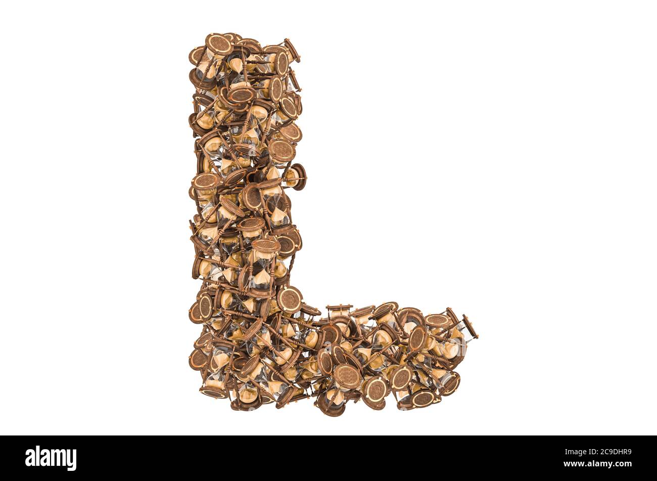 Letter L from hourglass, 3D rendering isolated on white background ...