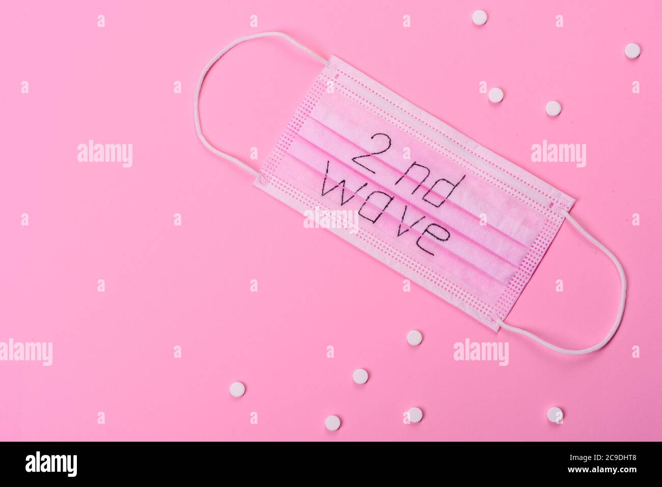 Covid 19 second wave. Covid 19. Medical mask on colors background and ...