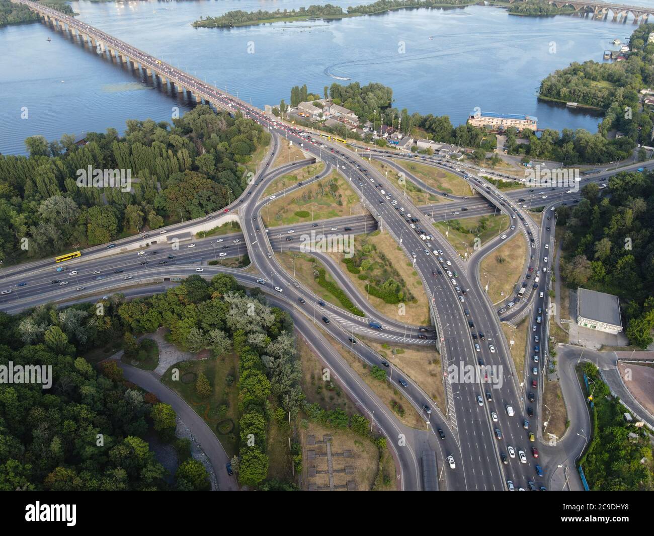 Cars ride on the road. Kyiv. Ukraine. Aerial Stock Photo - Alamy