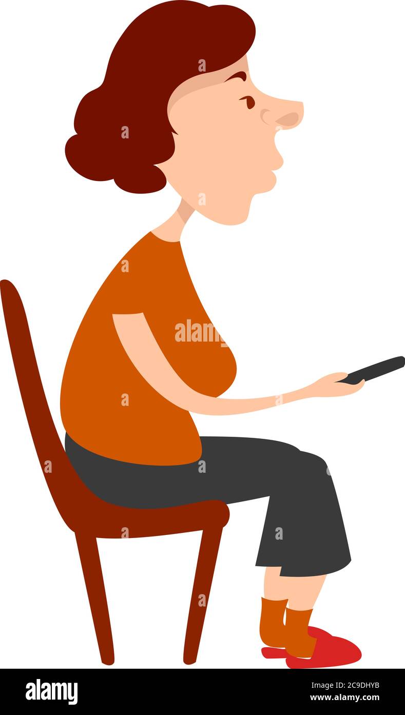 Woman watching tv, illustration, vector on white background Stock ...