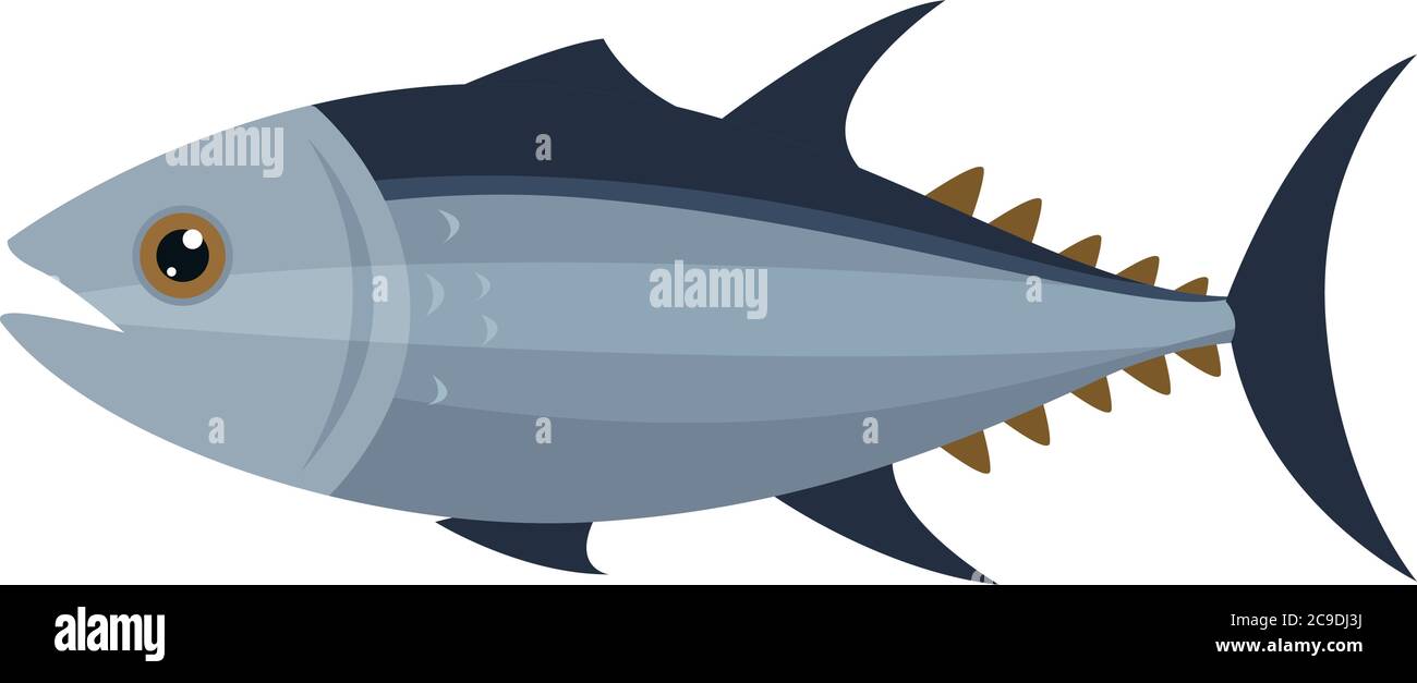 Blue tuna fish, illustration, vector on white background Stock Vector ...