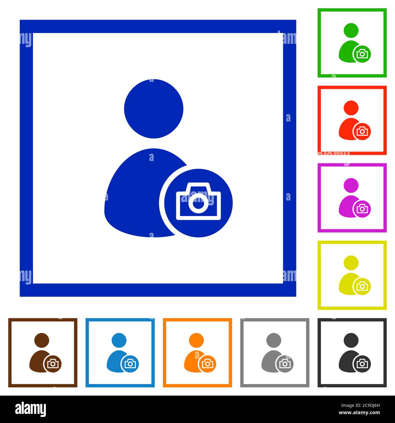 Account profile photo flat color icons in square frames on white ...