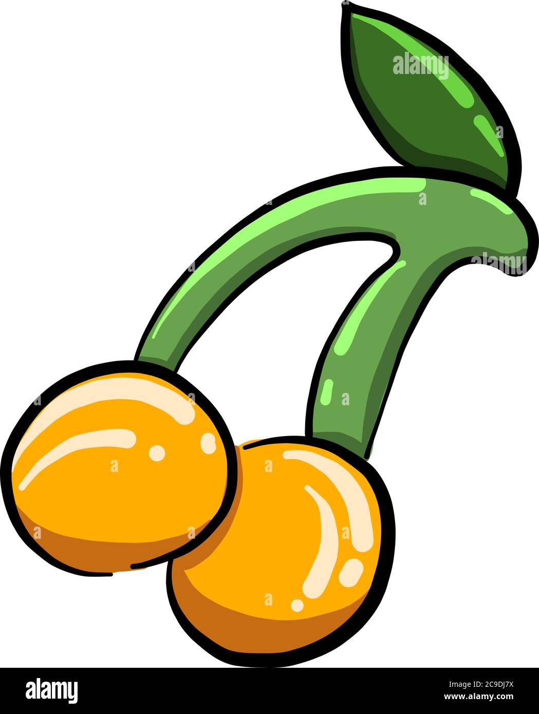 Yellow cherry, illustration, vector on white background Stock Vector ...