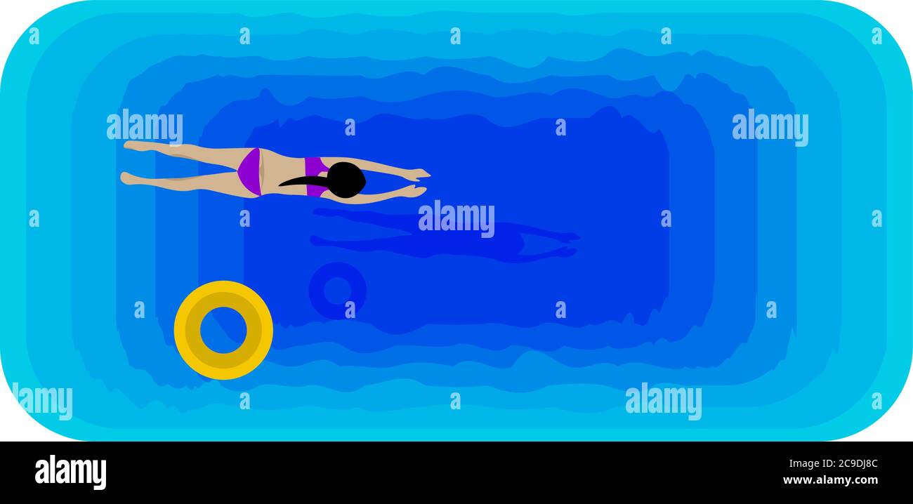 Swimming pool, illustration, vector on white background Stock Vector ...