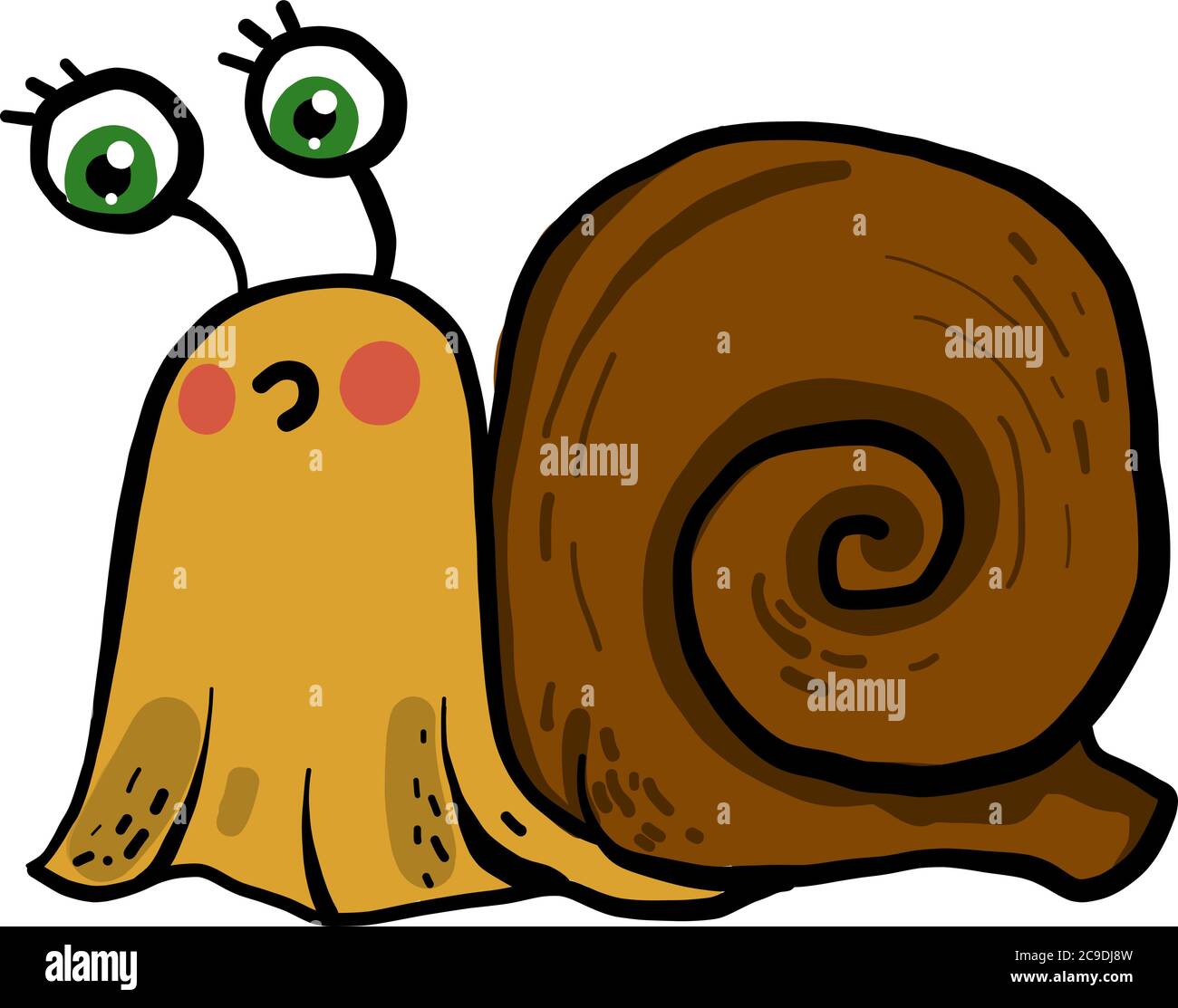 Surprised snail, illustration, vector on white background Stock Vector ...