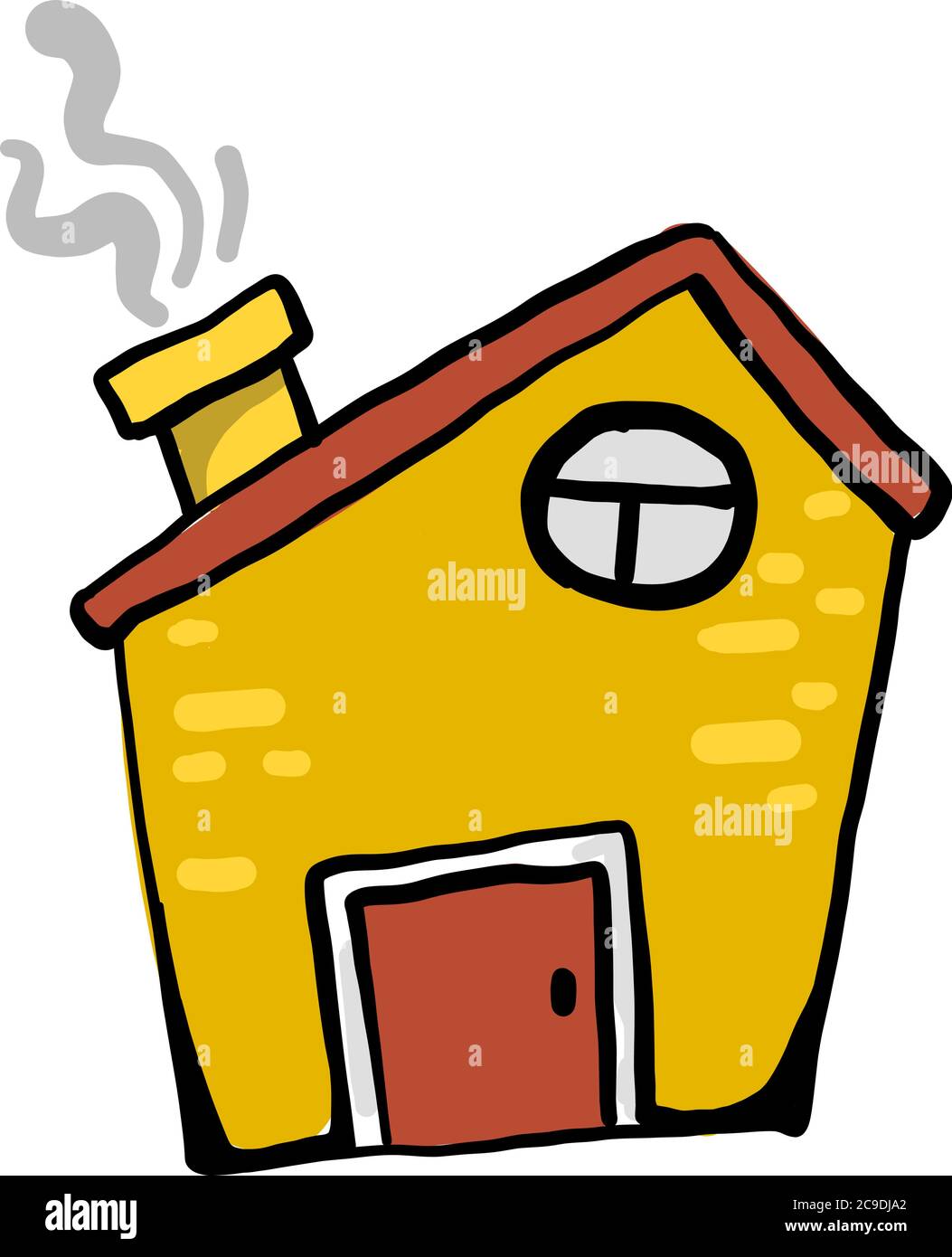 Yellow house, illustration, vector on white background Stock Vector ...