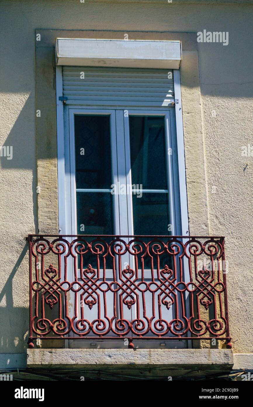 Lisbon Portugal july 30, 2020 View of window on the facade of ancient ...