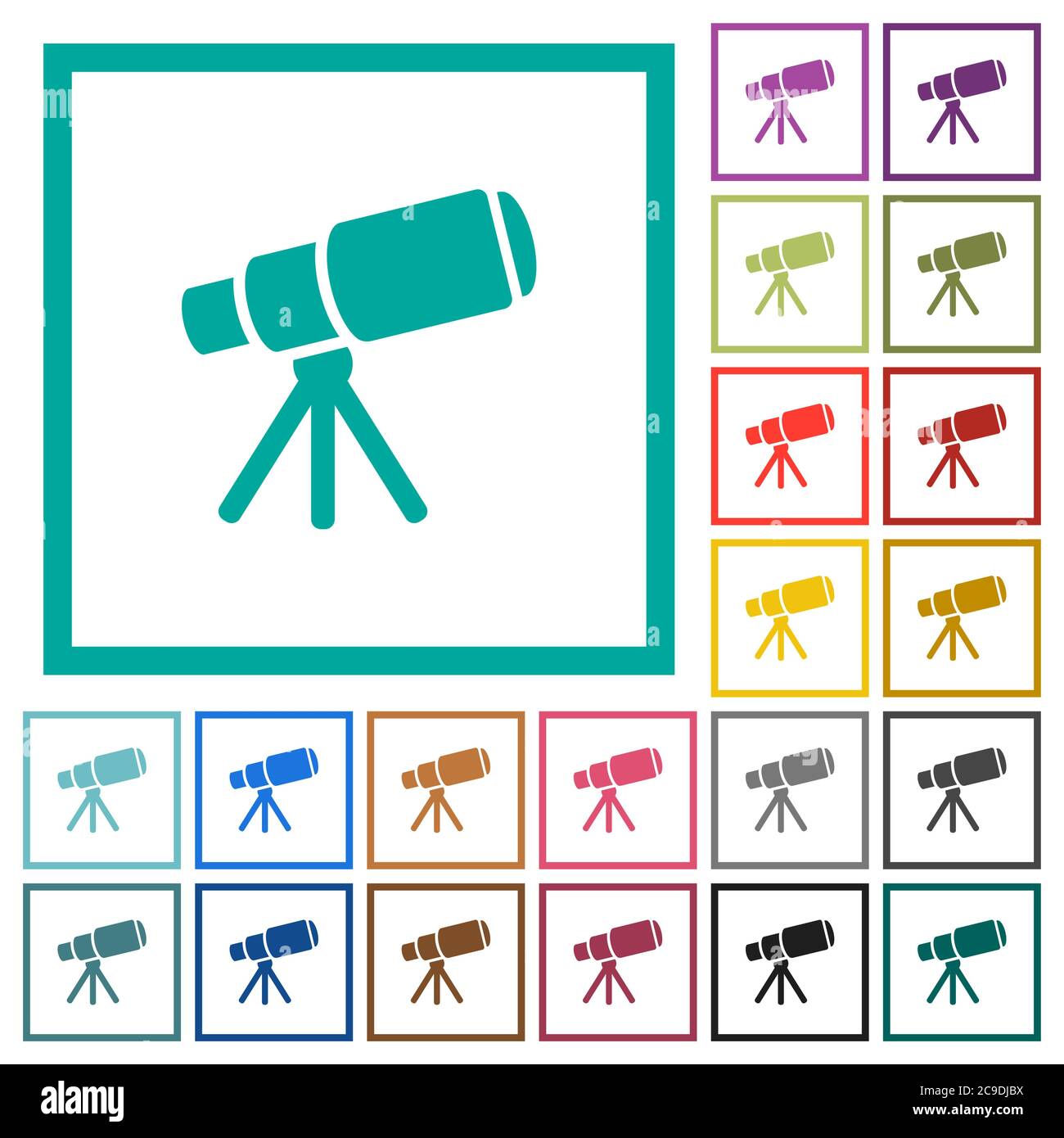 Space telescope flat color icons with quadrant frames on white background Stock Vector Image ...