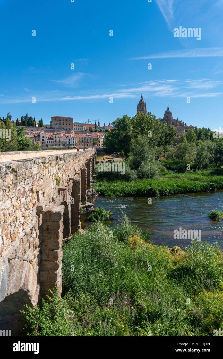 View of the ancient city of Salamanca, Spain, from the ancient Roman ...