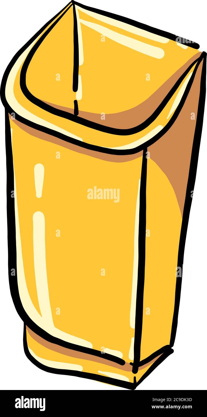 Yellow trashcan, illustration, vector on white background Stock Vector ...