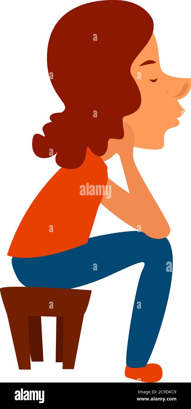 Girl waiting, illustration, vector on white background Stock Vector ...