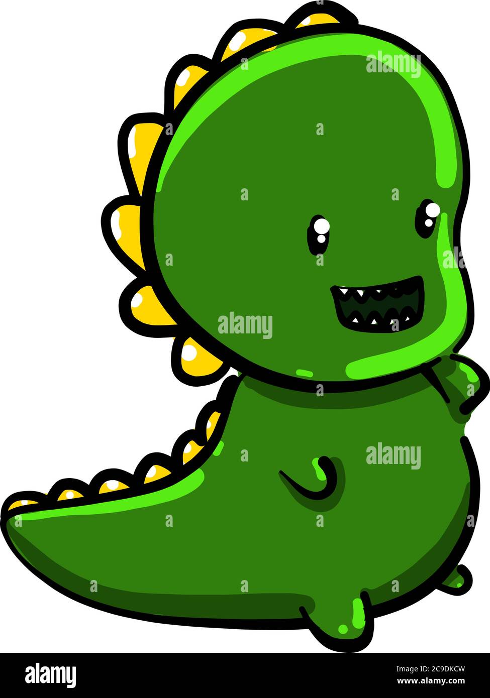 Green dinosaur, illustration, vector on white background Stock Vector ...