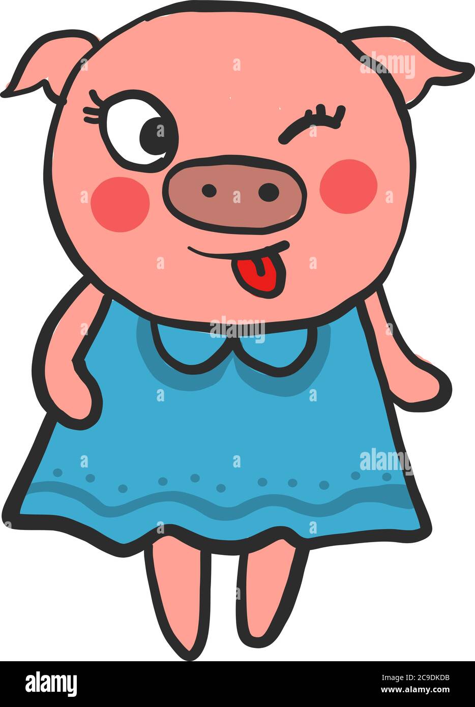 Winking pig, illustration, vector on white background Stock Vector ...