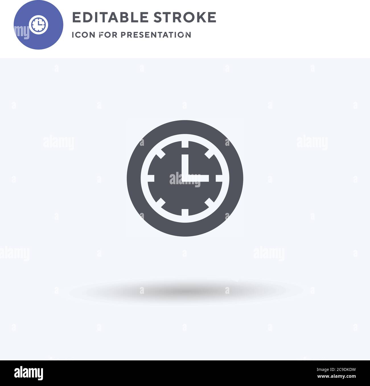 Clock icon vector, filled flat sign, solid pictogram isolated on white ...