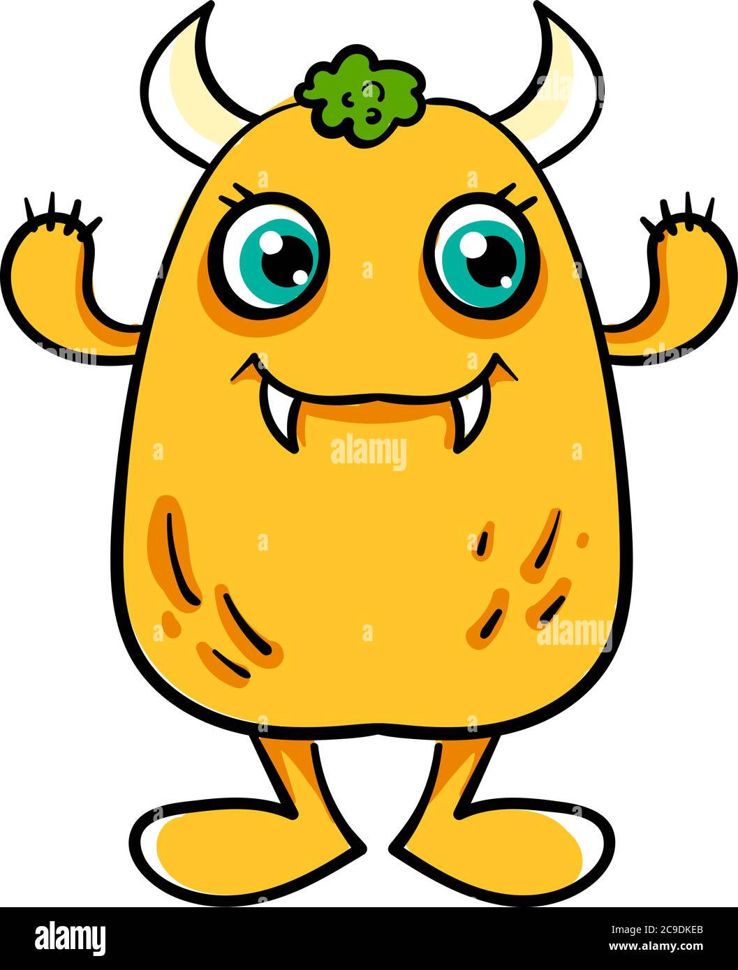 Yellow monster, illustration, vector on white background Stock Vector ...