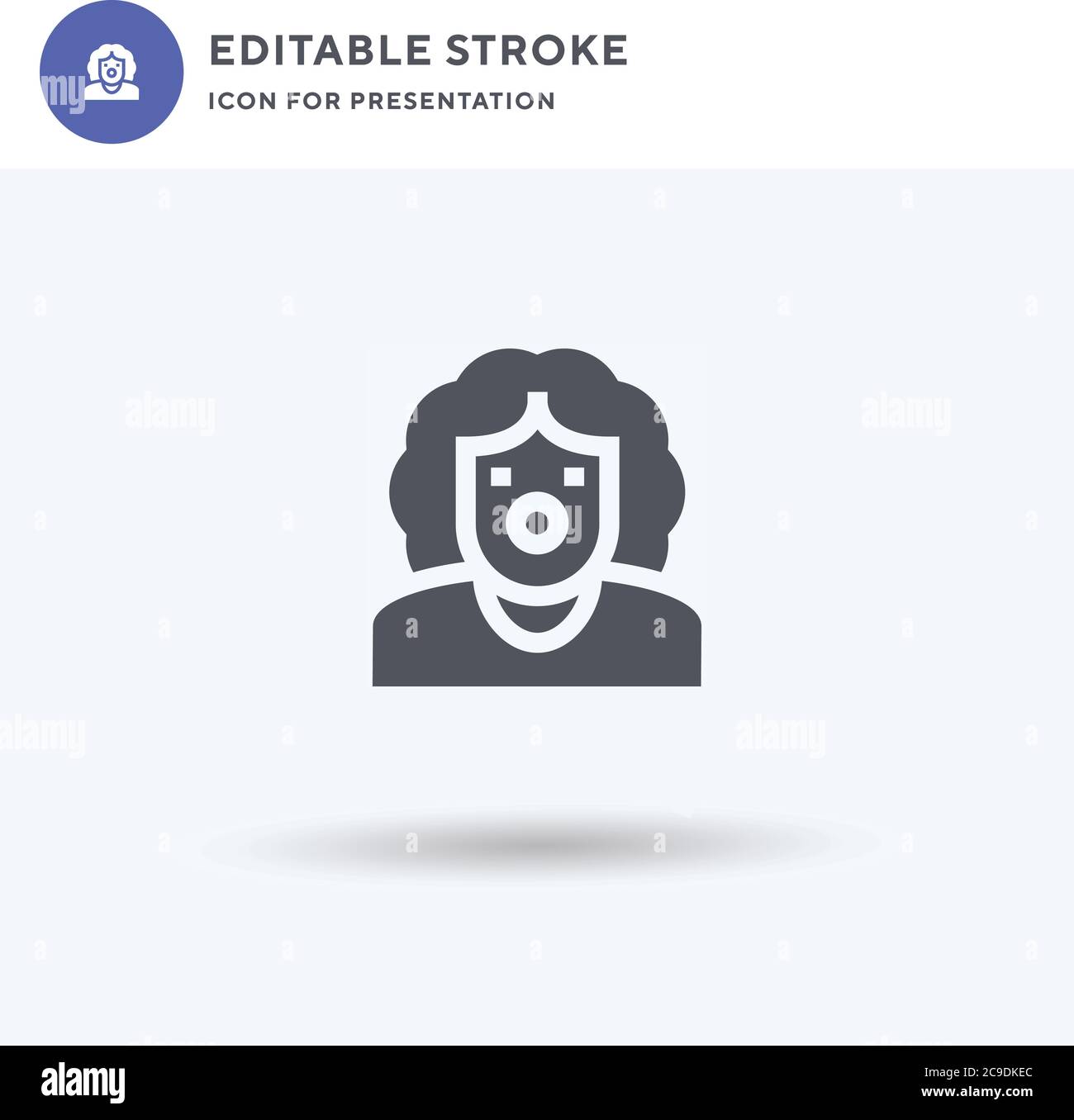 Clown icon vector, filled flat sign, solid pictogram isolated on white ...