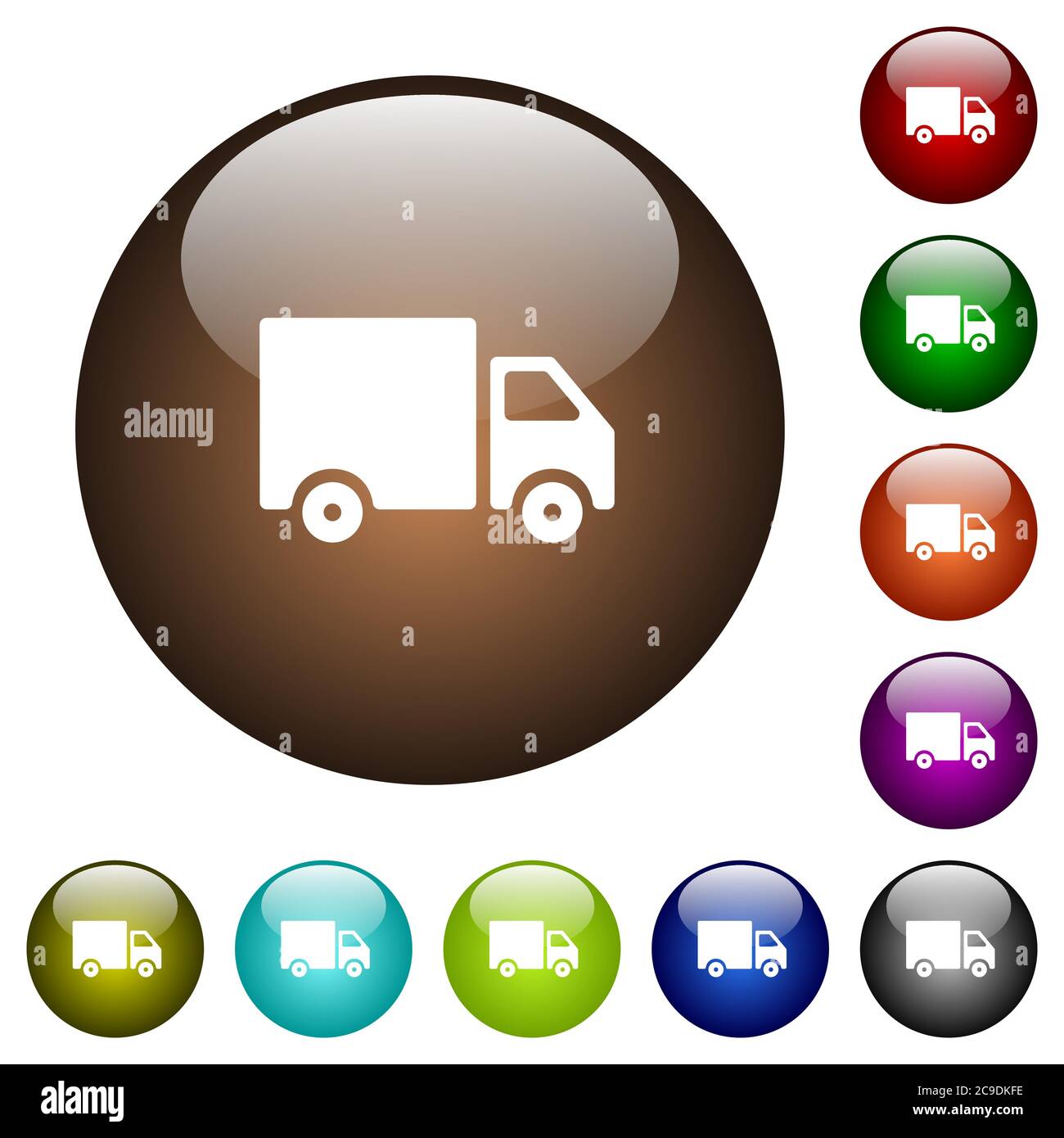 Delivery truck white icons on round color glass buttons Stock Vector ...