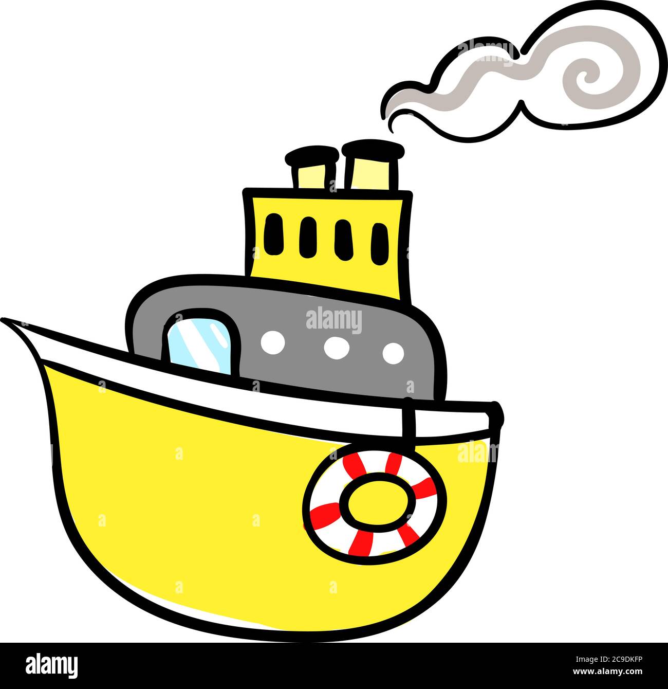 Yellow sailing ship, illustration, vector on white background Stock ...