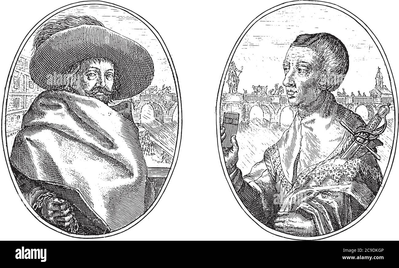 Two depictions on an album page. On the left a cheater named Isaac la ...