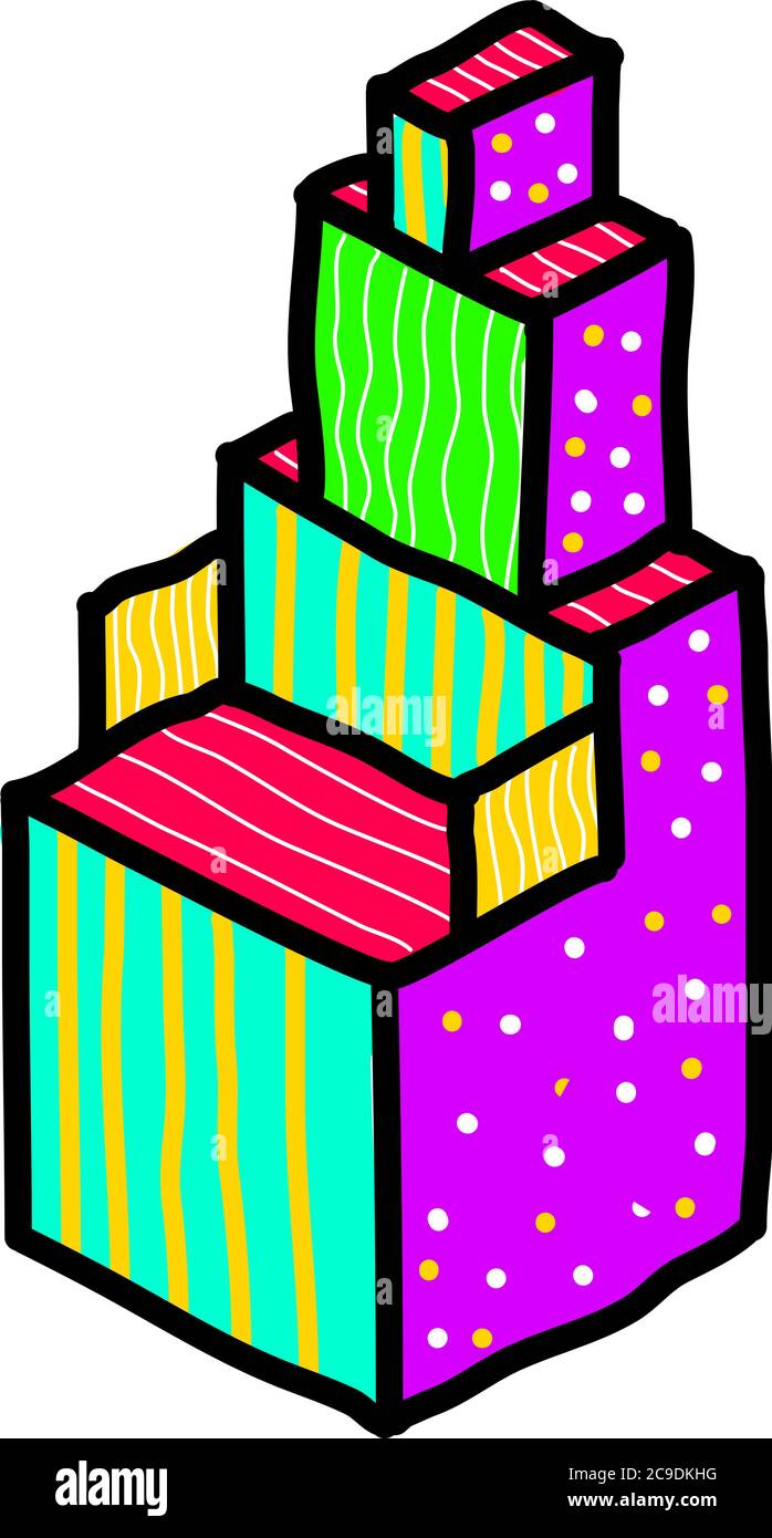 Colorful boxes, illustration, vector on white background Stock Vector ...