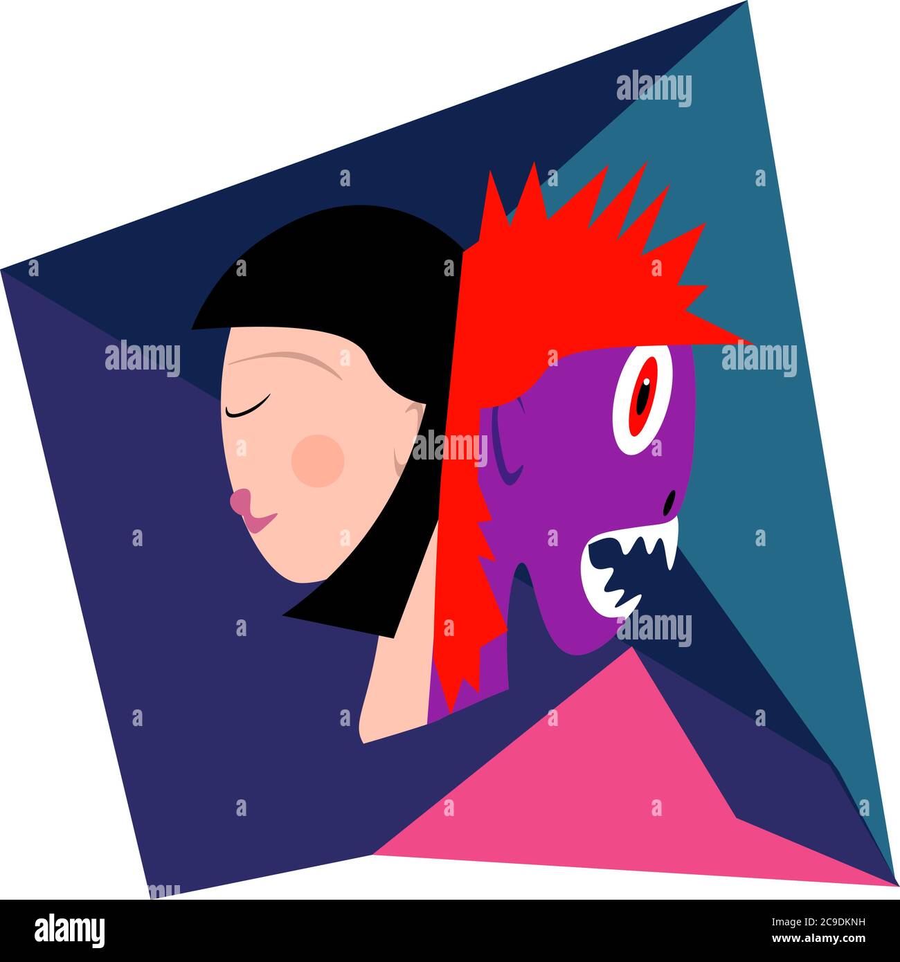 Two faced illustration Cut Out Stock Images & Pictures - Alamy