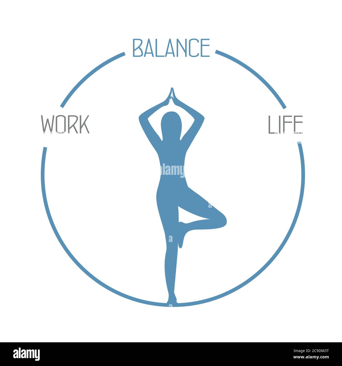 yoga girl work life balance circle healthy lifestyle vector ...