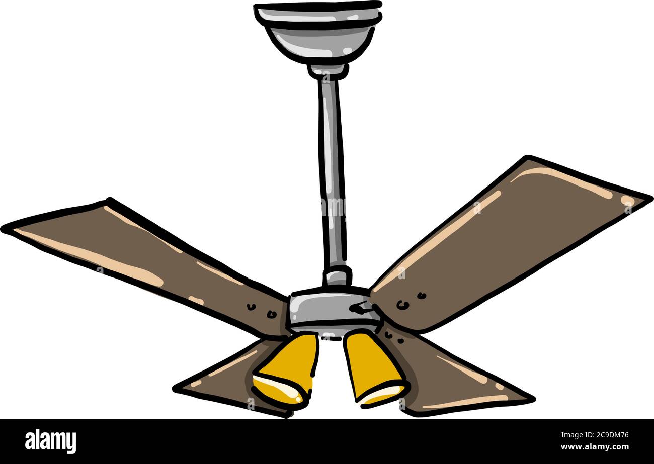 Ceiling fan, illustration, vector on white background Stock Vector ...