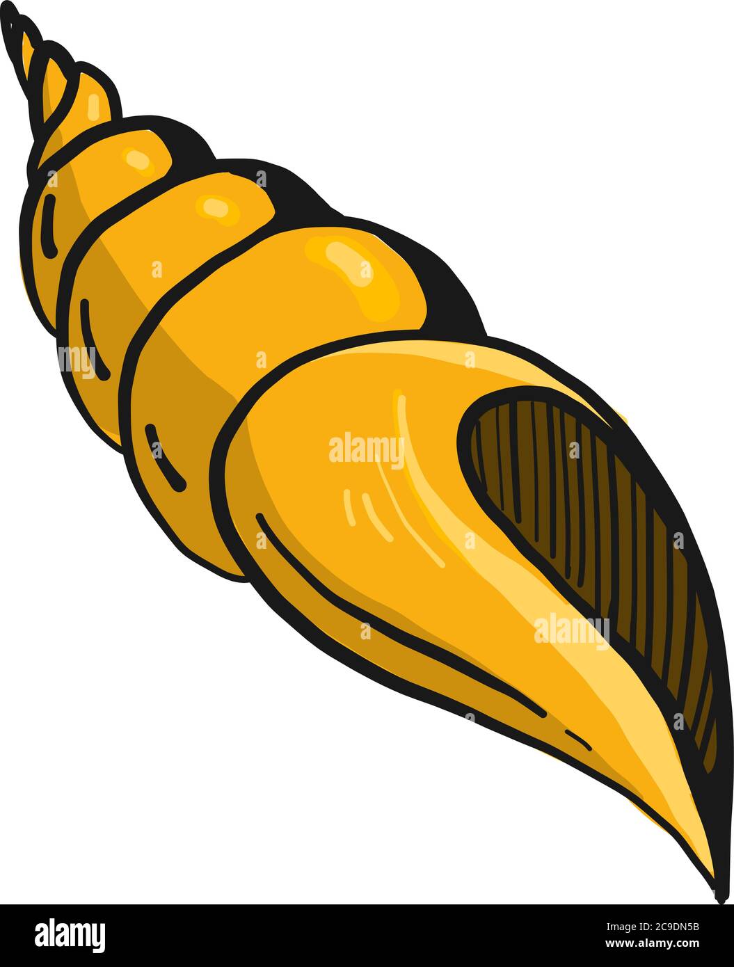 Yellow shell, illustration, vector on white background Stock Vector ...