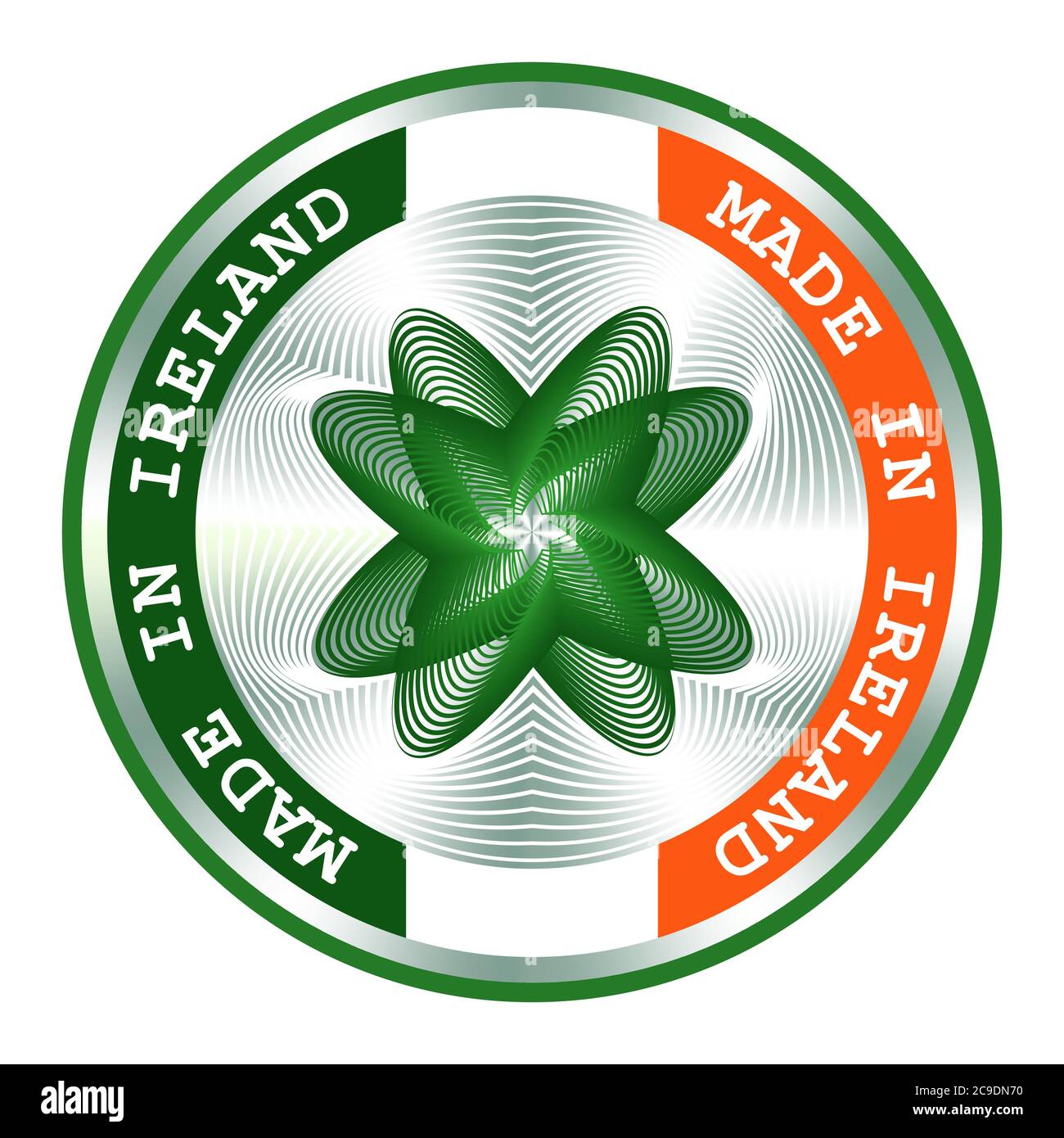 Made in Ireland seal or stamp. Round hologram sign for label design and ...