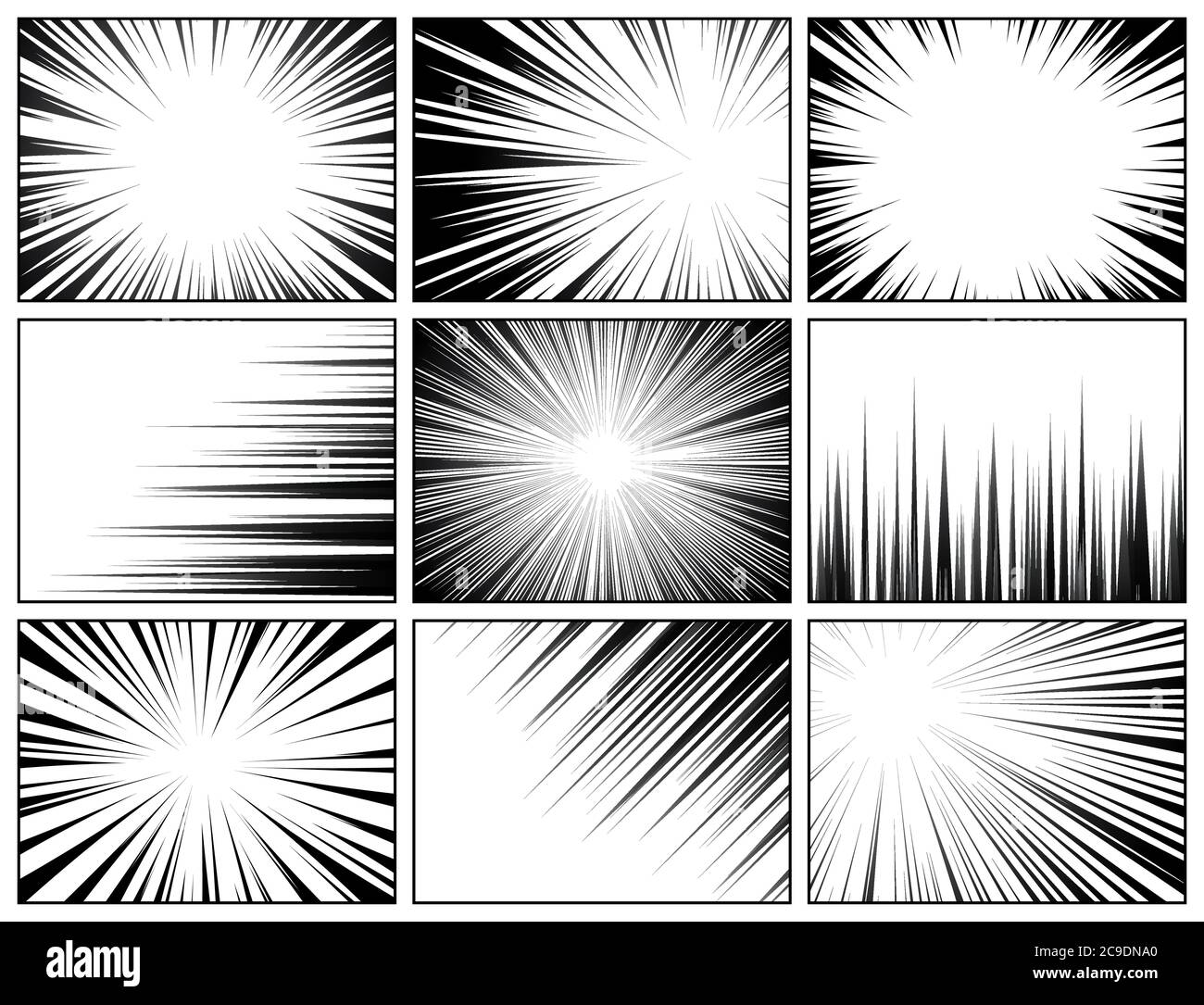 Comic book radial lines collection. Comics background with motion ...