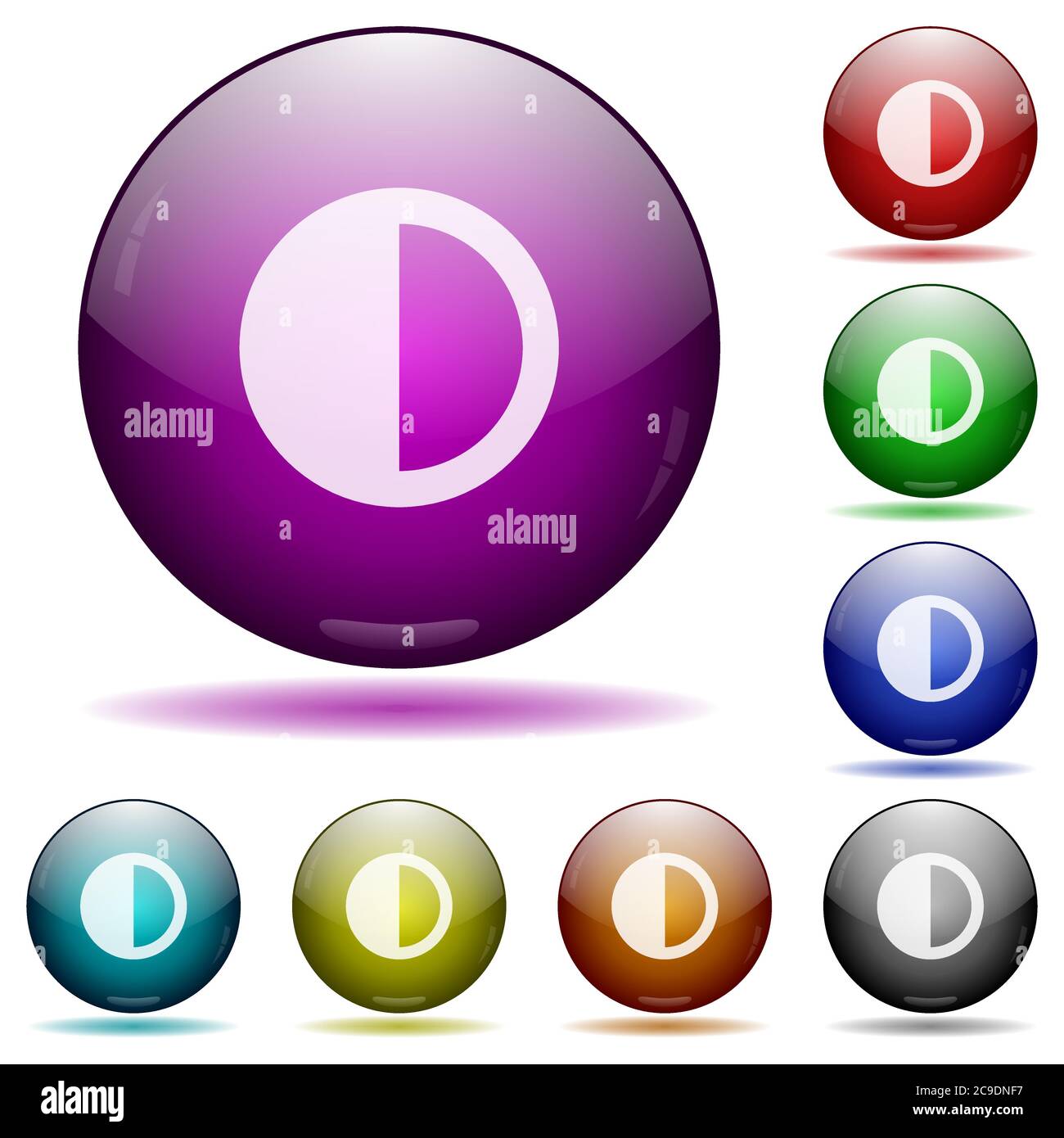 Contrast control icons in color glass sphere buttons with shadows Stock Vector Image & Art - Alamy