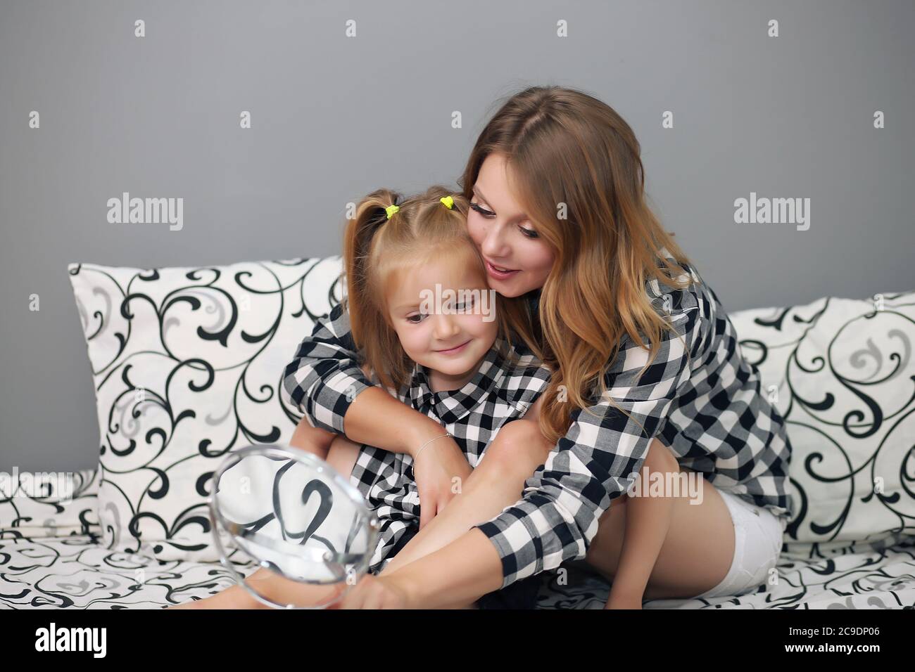 Emotions. Happy loving family. Mother and daughter spend time together ...