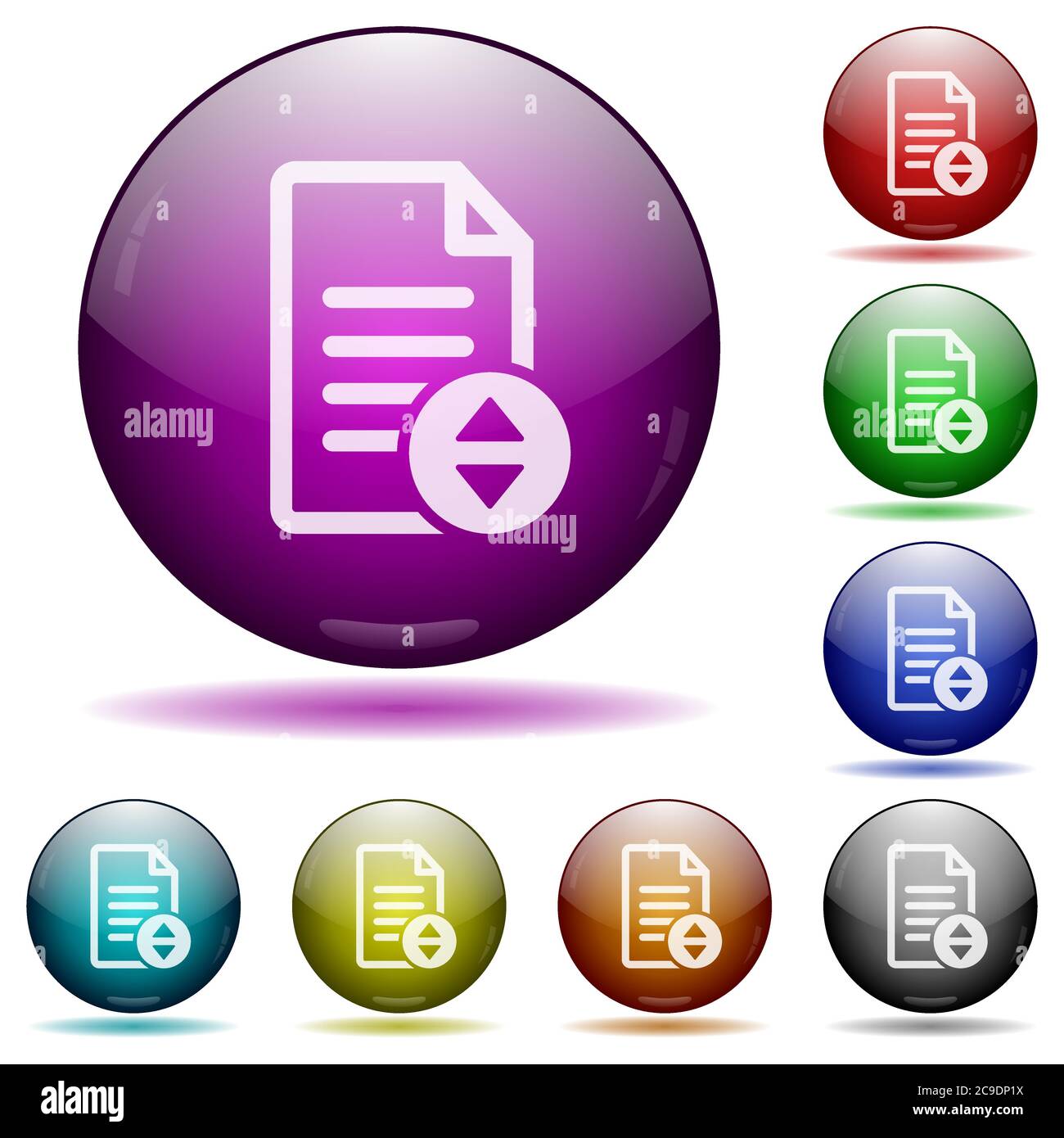 Document scrolling icons in color glass sphere buttons with shadows Stock Vector Image & Art - Alamy