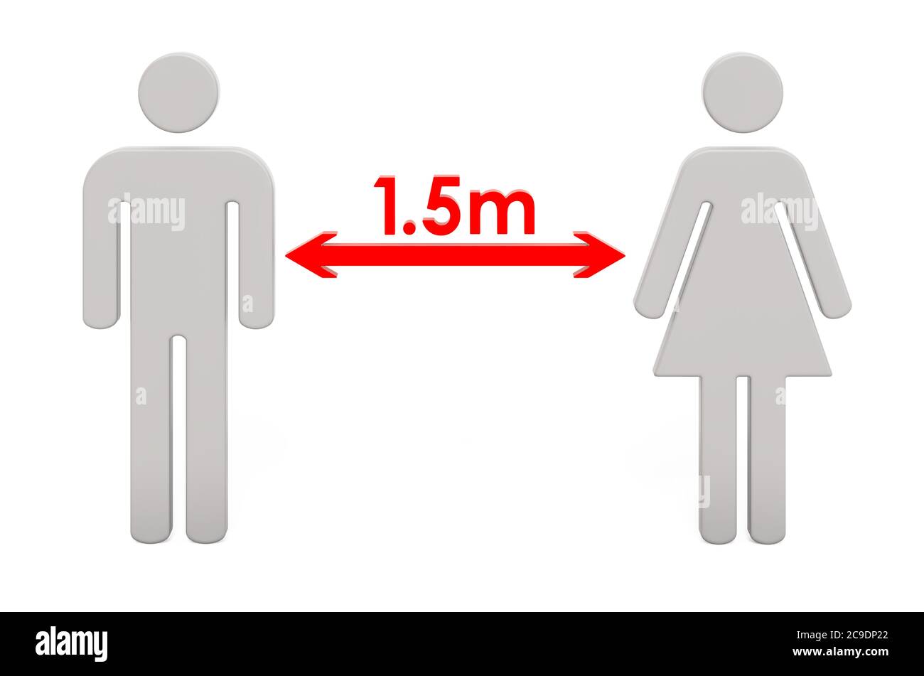 Keep your distance concept, 3D rendering isolated on white background ...