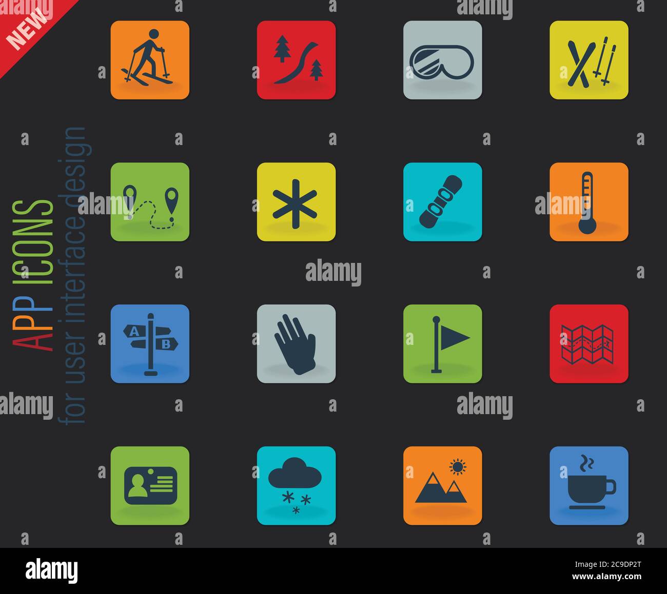 skiing icon set Stock Vector Image & Art - Alamy