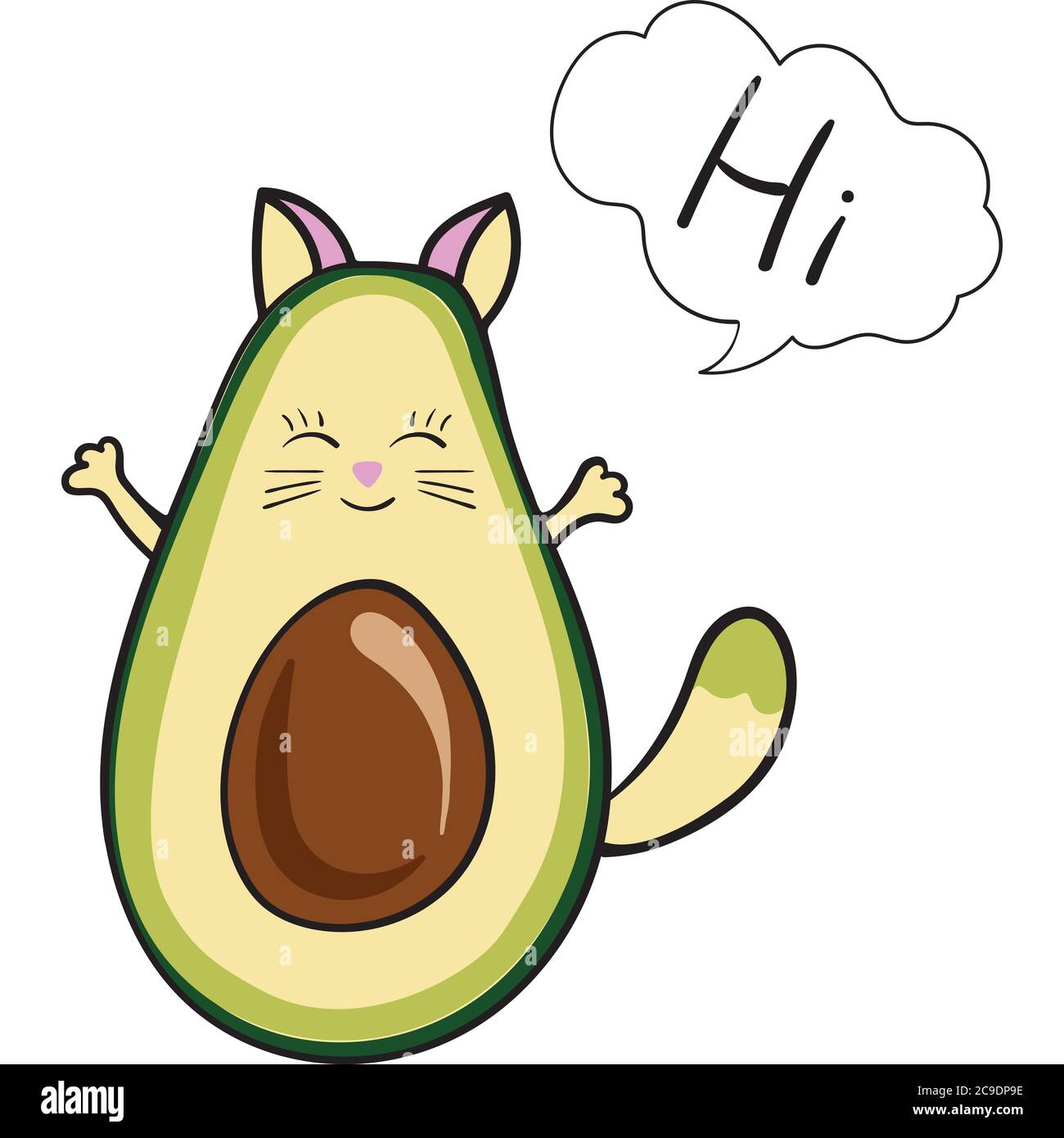 Avocado with cat illustration hi-res stock photography and images - Alamy