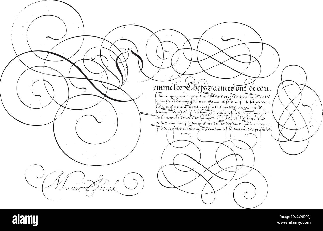 Writing example with capital C, Hans Strick, 1618 Writing example in ...