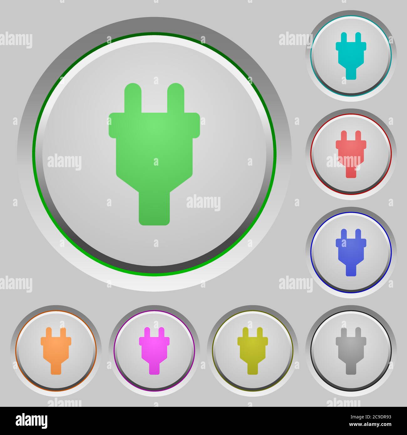 Power connector color icons on sunk push buttons Stock Vector Image ...