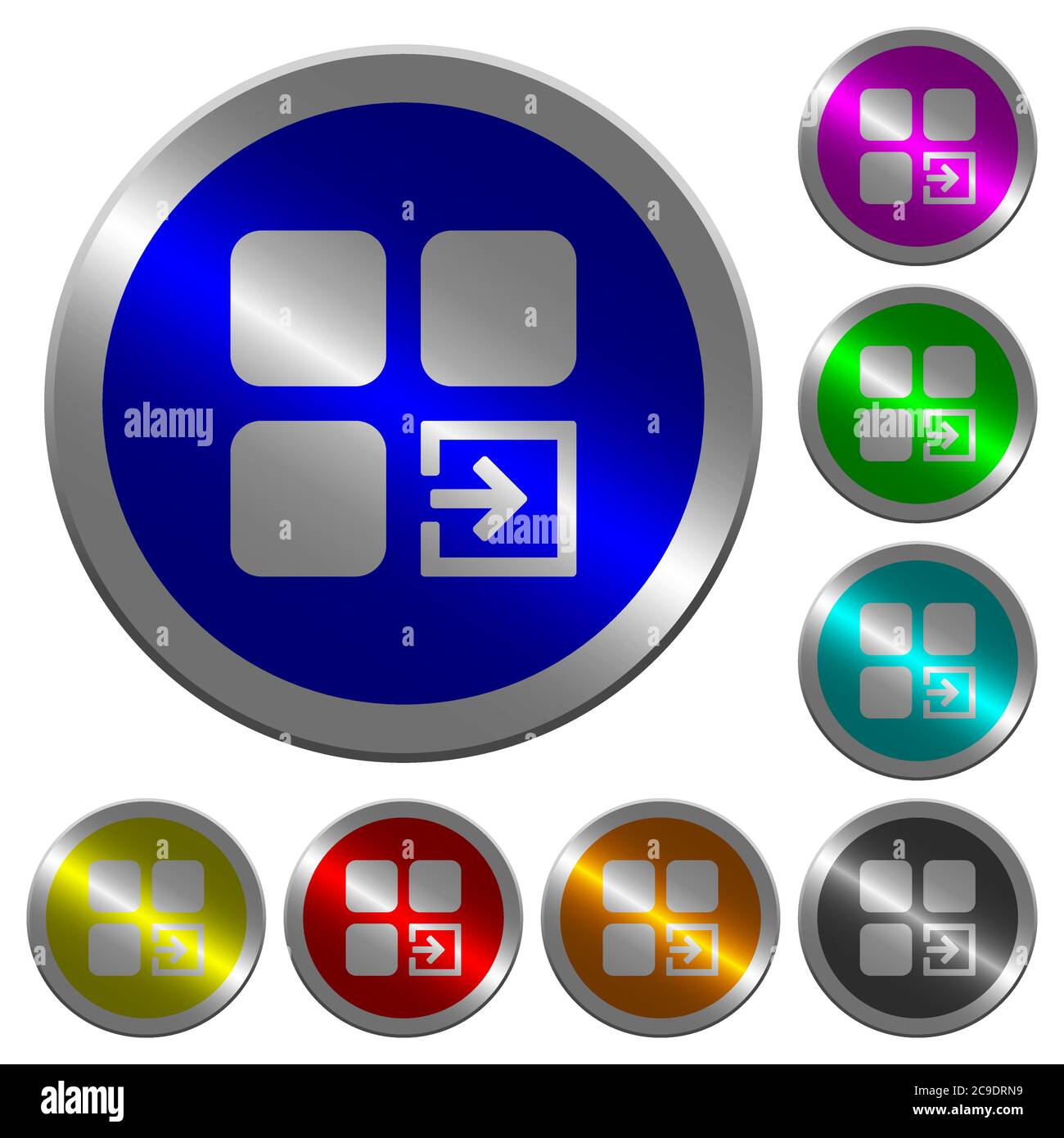 Import component icons on round luminous coin-like color steel buttons ...
