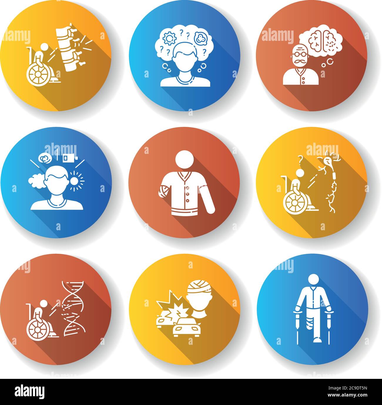 Disability icons with color background hi-res stock photography and ...