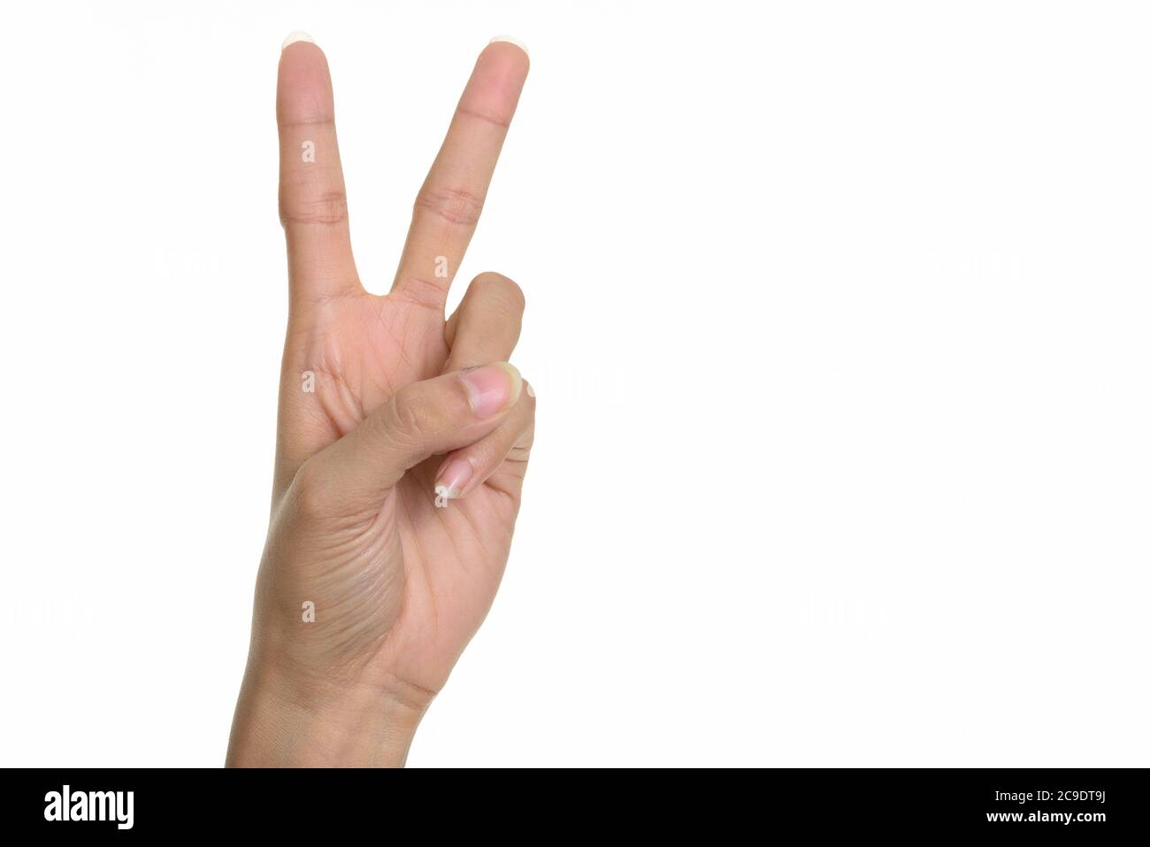 Peace sign hand showing two Cut Out Stock Images & Pictures - Alamy