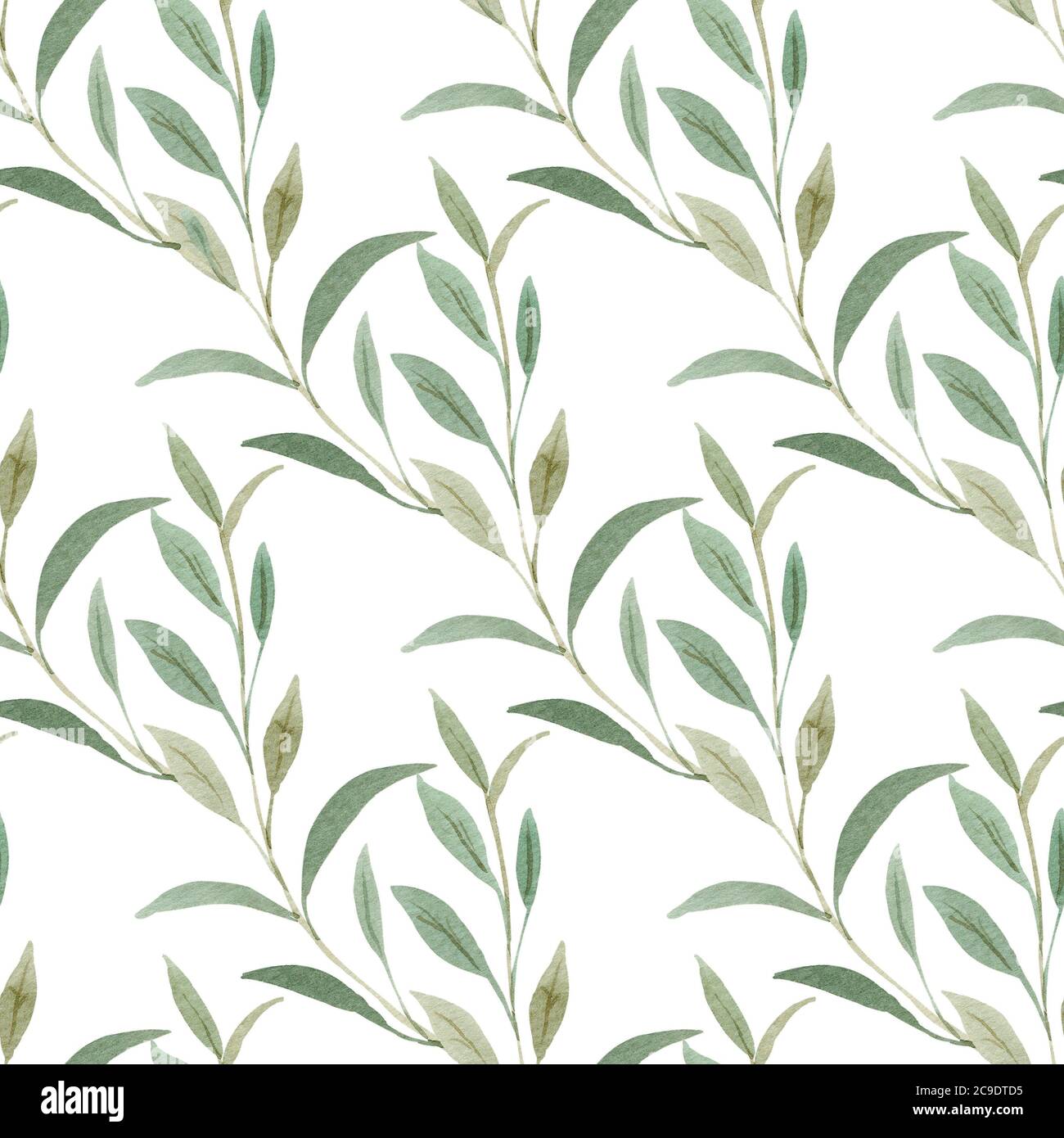 Greenery watercolor seamless pattern isolated on white background ...