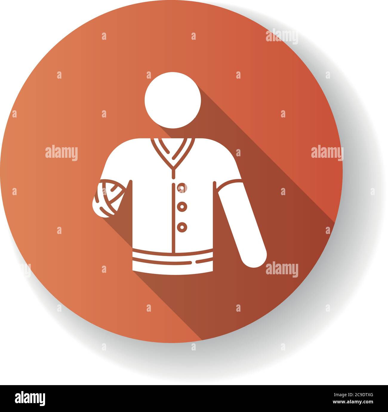 Hand amputee red flat design long shadow glyph icon. Disabled man ...
