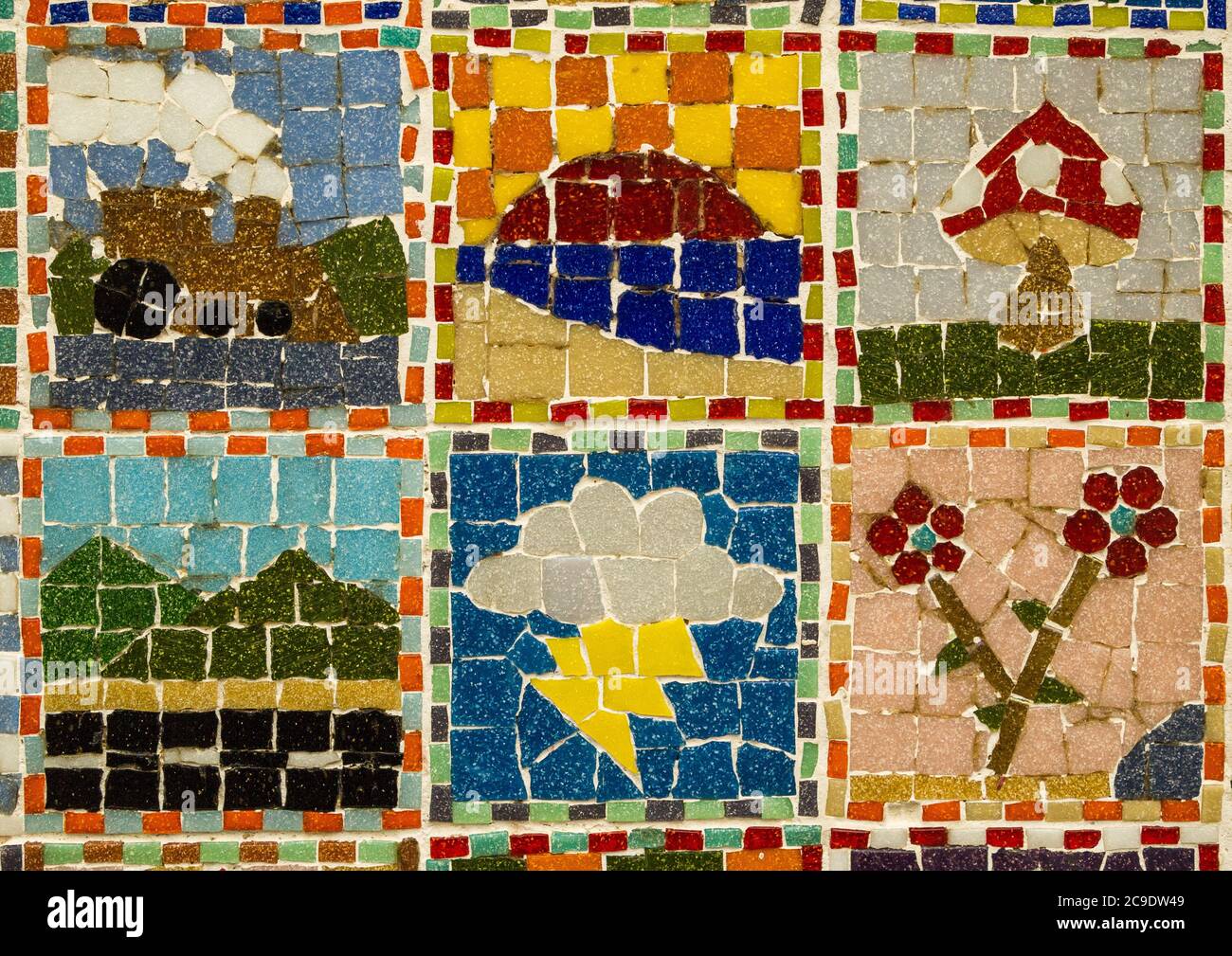 Brazilian mosaic art showing details of the tiles in the decoration of ...