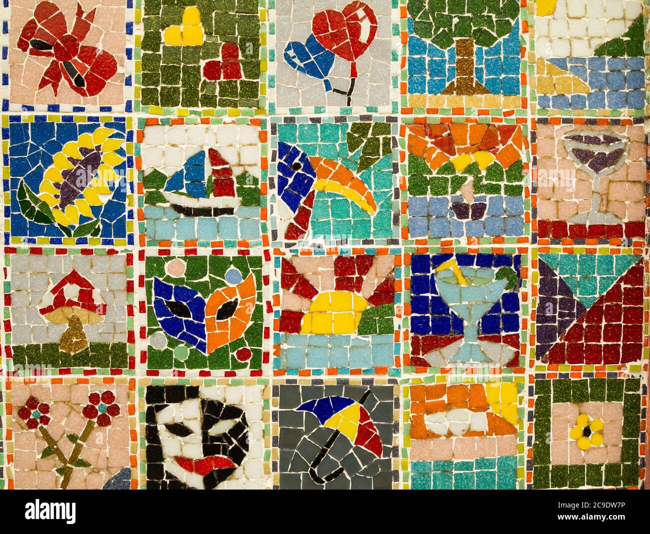 Brazilian mosaic art showing details of the tiles in the decoration of ...