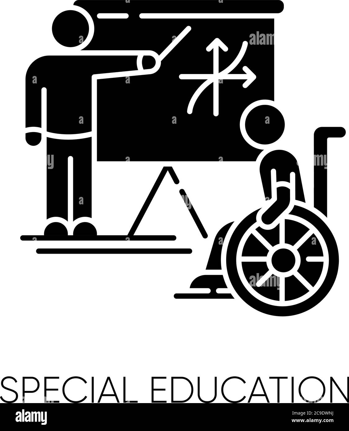Special education black glyph icon. Inclusive education silhouette ...