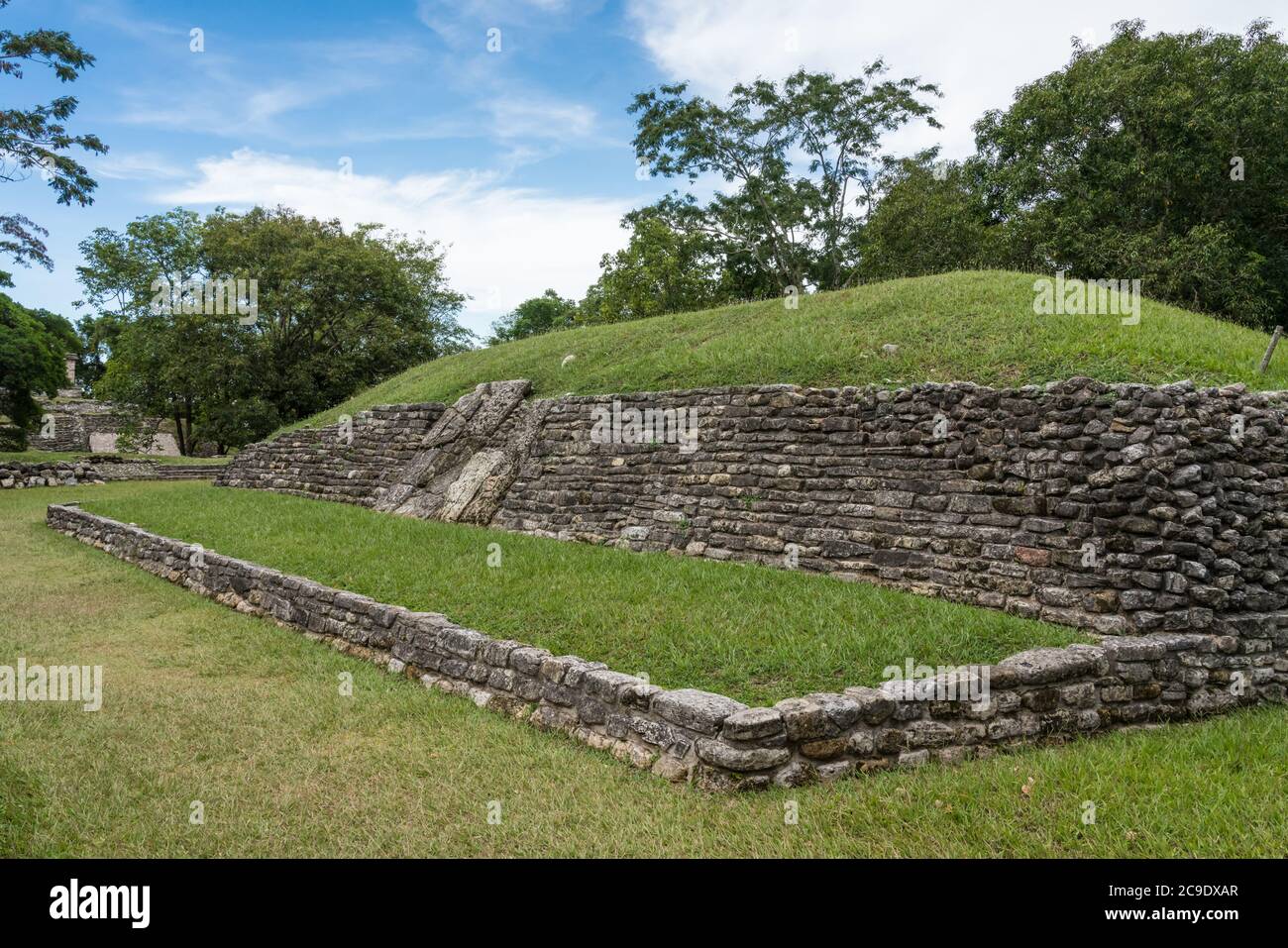The Ball Court in the ruins of the Mayan city of Palenque, in Palenque ...